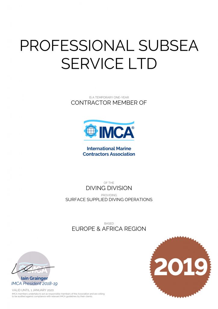 Our licenses/certificates – PSS Professional Subsea Service Ltd.